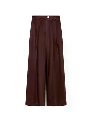 Marella Slub-texture Pleated Trousers - Brown
