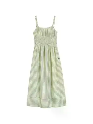 BOSS Striped Cotton Midi Dress - Neutrals
