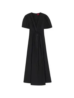 Hugo Knot-detail Puff-sleeve Maxi Dress - Black
