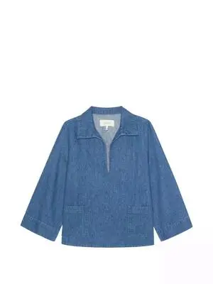 The Great. V-neck Patch Pocket Tunic - Blue