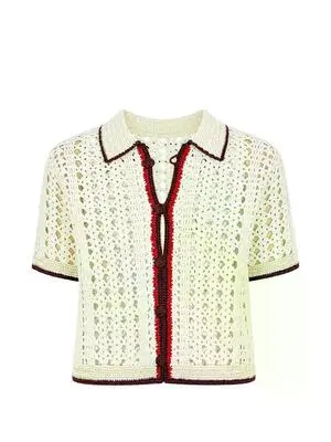 FORTE_FORTE White Crochet Knit Short-sleeve Shirt - Neutrals