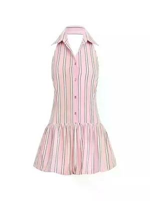 SEROYA Anastacia Striped Bubble-hem Mini Dress