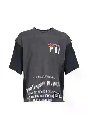 RIVINGTON ROI REBIS Layered-sleeve Graphic-print T-shirt - Grey