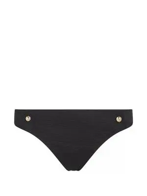 Karl Lagerfeld Textured Bikini Bottoms With Button Embellishments - Black