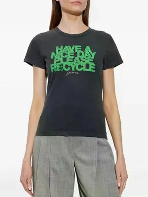 GANNI Slogan Print Cotton T-shirt