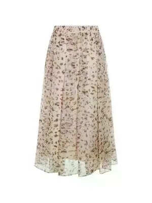 Brunello Cucinelli Animal-print Silk Skirt