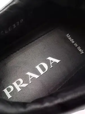 Prada Logo Plate Leather Sneakers