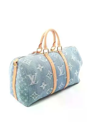LOUIS VUITTON Keepall Bandoulière Monogram Boston Bag - Blue