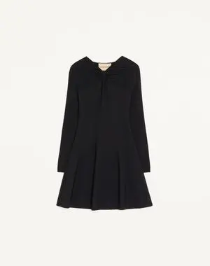 Valentino Garavani Stretch Viscose Dress With Ruched Bow Detail - Black