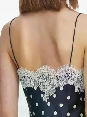 SELF-PORTRAIT Polka-dot Lace-trim Midi Dress