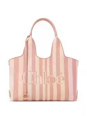 Chloé Striped Logo Tote Bag - Pink