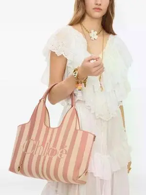 Chloé Striped Logo Tote Bag