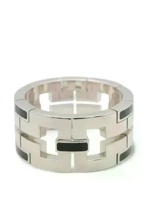 Cartier 18k White Gold Dragon Padlock Ring - Silver