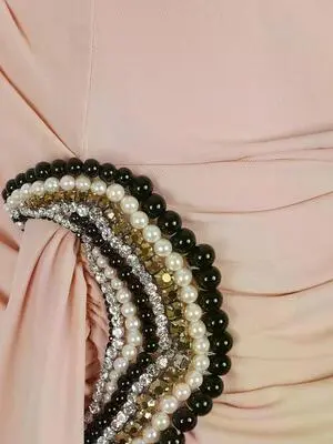 Amen Embellished Ruched Halter Neck Dress
