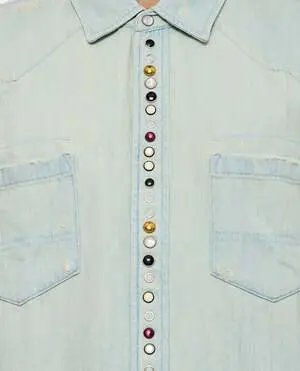 GOLDEN GOOSE Denim Shirt With Rhinestones