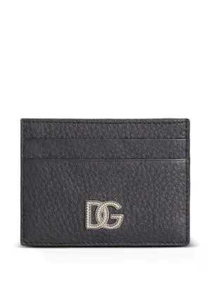 Dolce & Gabbana Calfskin Card Holder With Logo - Blue