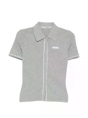 MARINE SERRE Ribbed Jersey Polo Shirt - Grey