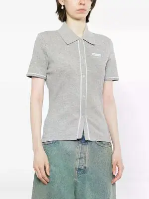 MARINE SERRE Ribbed Jersey Polo Shirt