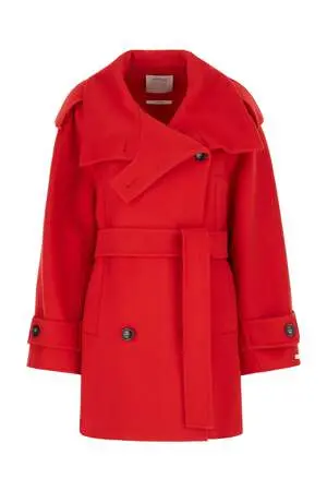 Sportmax Double-breasted Belted Coat With Notched Lapel