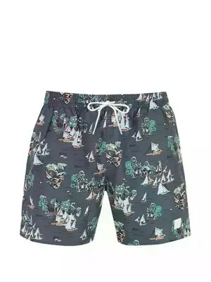 BOSS Printed Piranha Swim Shorts - Grey