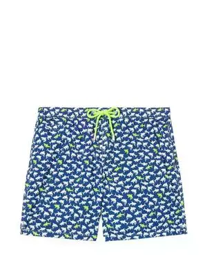 MC2 SAINT BARTH Micro Shark Print Swim Shorts - Petrol