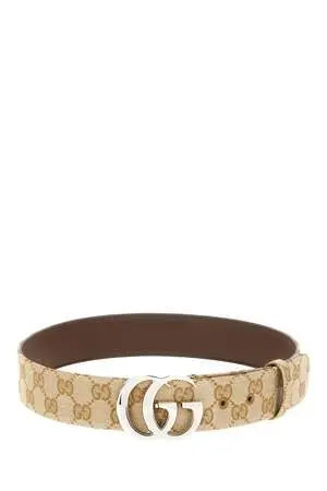 Gucci Gg Monogram Canvas Belt With Silver Tone Buckle - Multicolor