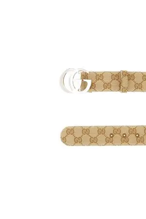 Gucci Gg Monogram Canvas Belt With Silver Tone Buckle - Multicolor
