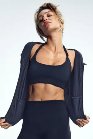 Alo Yoga Softsculpt Feel The Heat Halter Bra - Navy