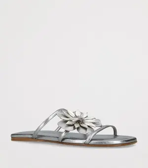 Zimmermann Metallic Leather Belara Slides - Silver
