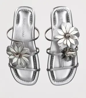 Zimmermann Metallic Leather Belara Slides - Silver