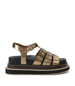 Kurt Geiger Metallic Leather Orson Sandals - Brown