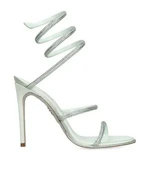 Rene Caovilla Satin Crystal-embellished Ankle Strap Sandals - Green