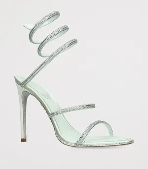 Rene Caovilla Satin Crystal-embellished Ankle Strap Sandals - Green