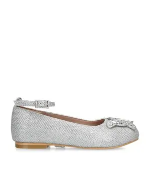 ARUNA SETH Glitter Angelina Ballet Flats With Butterfly Brooch