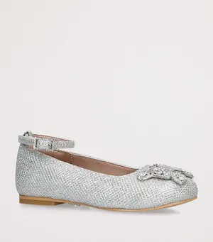 ARUNA SETH Glitter Angelina Ballet Flats With Butterfly Brooch