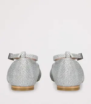 ARUNA SETH Glitter Angelina Ballet Flats With Butterfly Brooch
