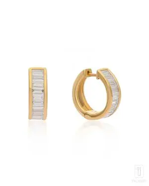 THE JEWELZ City Gleam" Baguette Huggie Earrings - Silver/gold