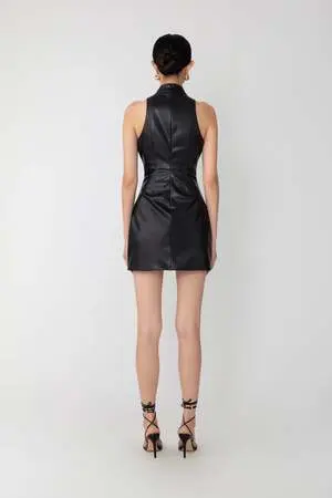 SAU LEE Sharon Faux Leather Mini Dress