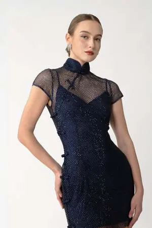 SAU LEE Serena Crystal Embellished Mini Dress