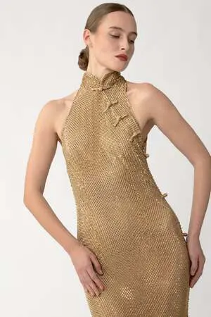 SAU LEE Santana Crystal Embellished Gown