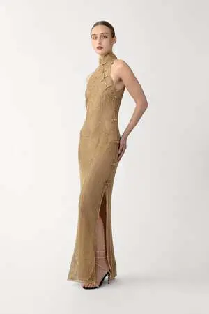 SAU LEE Santana Crystal Embellished Gown