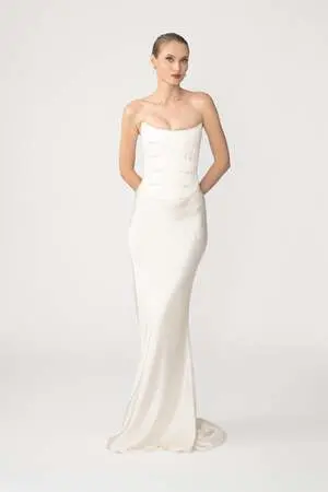 SAU LEE Dolly Satin Skirt - Ivory