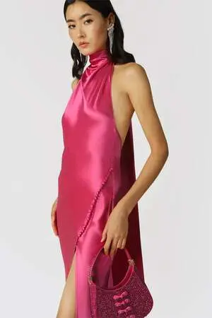 SAU LEE Penelope Backless Satin Gown - Fuchsia