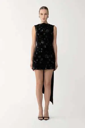 SAU LEE Velvet Sequin Embroidered Mini Dress