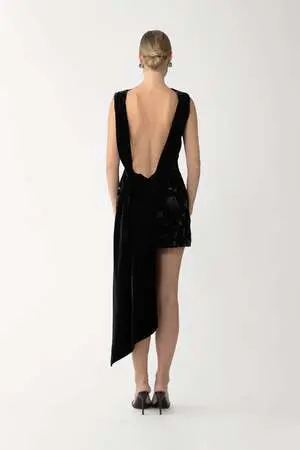 SAU LEE Velvet Sequin Embroidered Mini Dress