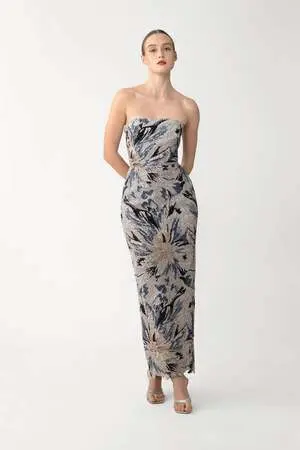 SAU LEE Meryl Sequined Strapless Midi Dress