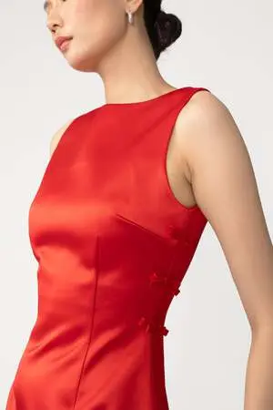 SAU LEE Terri Satin Mini Dress With Velvet Bows