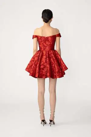 SAU LEE Jem Brocade Off-shoulder Mini Dress