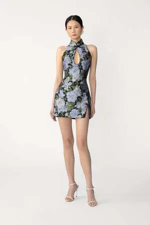 SAU LEE Eva Mini Dress In Winter Floral Jacquard