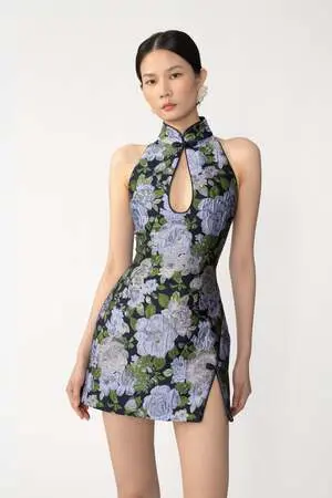SAU LEE Eva Mini Dress In Winter Floral Jacquard
